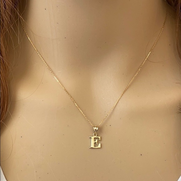 Element Shine | Jewelry | K Solid Gold Small Mini Initial Letter E ...